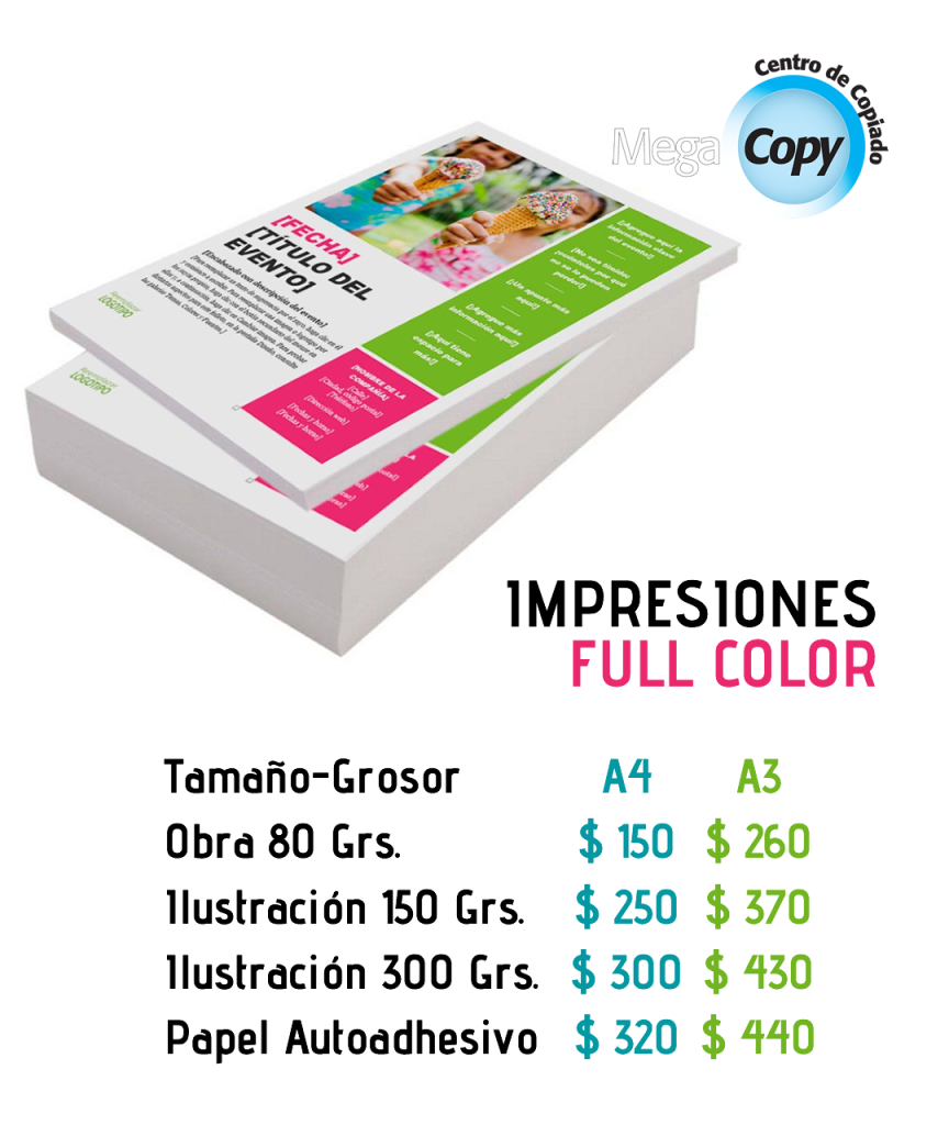 IMPRESIONES FULL COLOR - FOTOCOPIASMEGACOPY